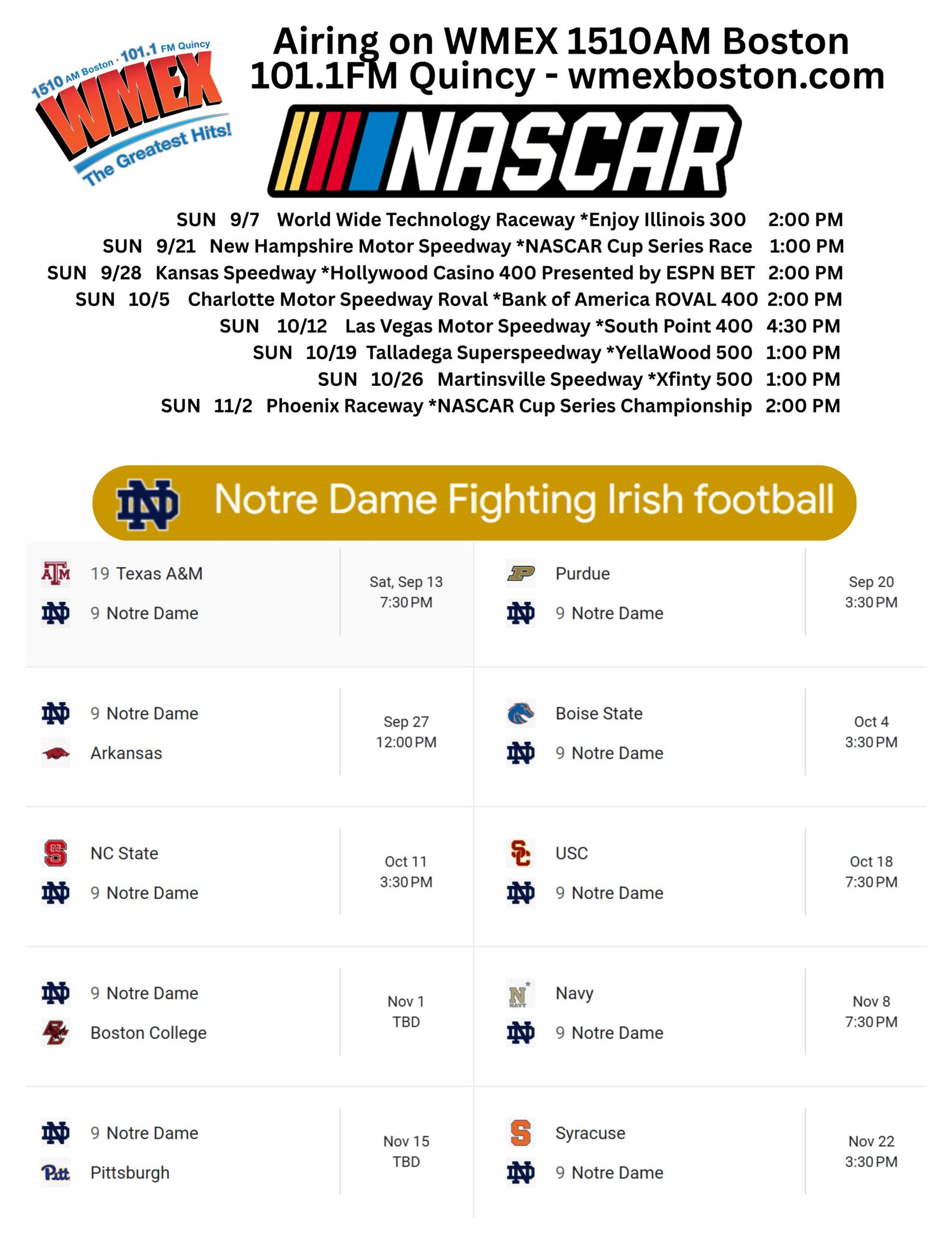 The Official Notre Dame Football Station – WMEX Radio
